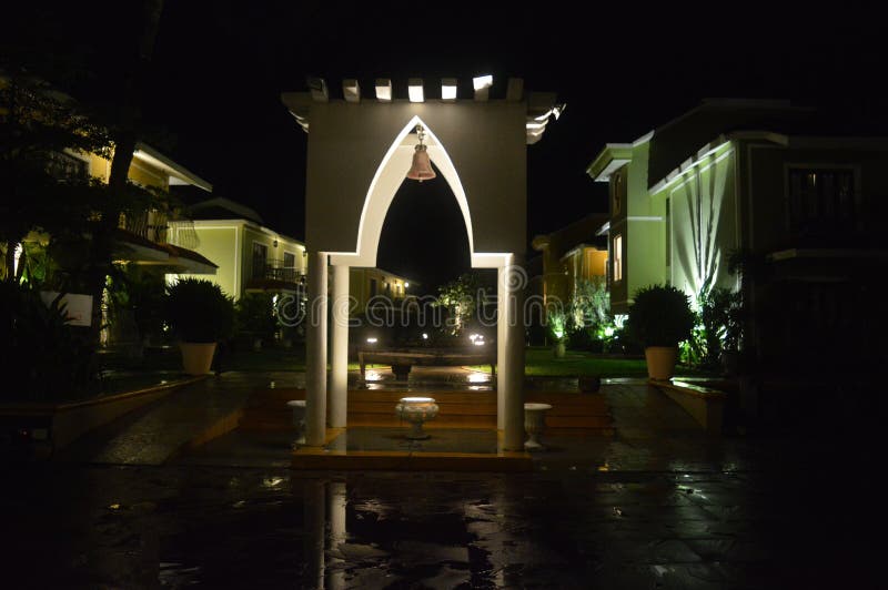 Night View Hotel Resort Rain Architecture Building Stock Photo - Image ...