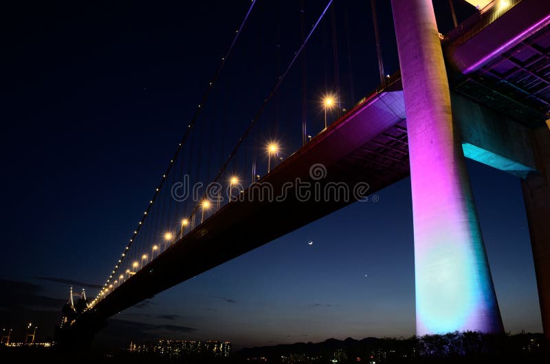Night view of huge bridge stock image. Image of arranging - 25811643