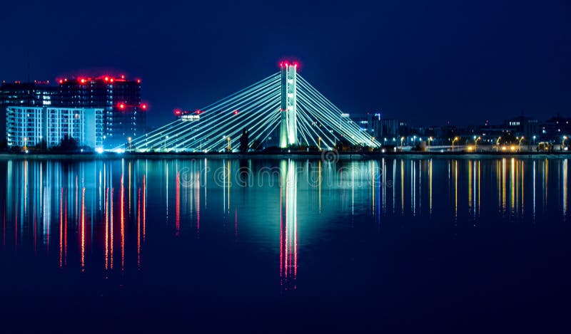 Night View of the Illuminated Han River Bridge Stock Image - Image of ...
