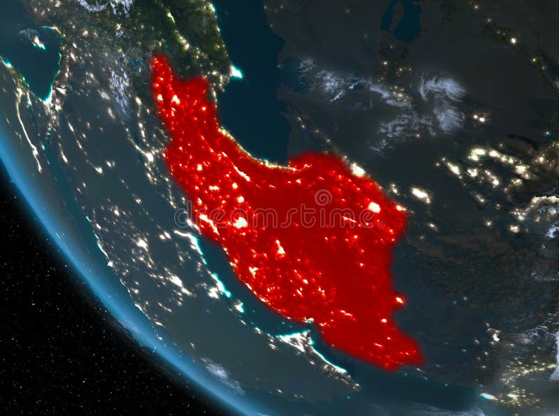 Night View of Iran on Earth Stock Illustration - Illustration of ...