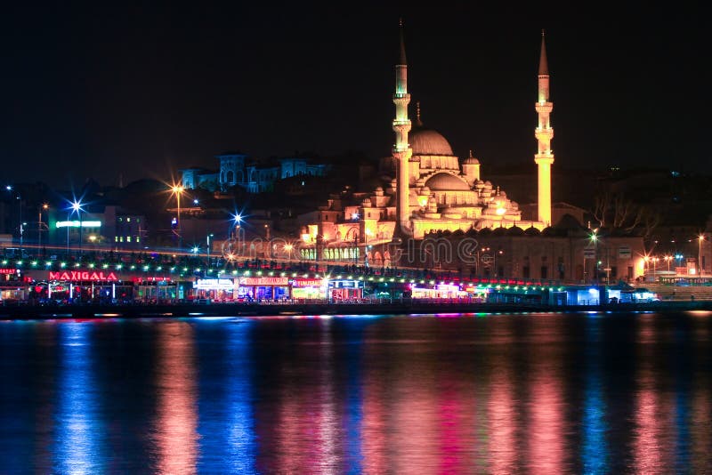 Night view of Istanbul editorial stock photo. Image of touristic - 40828333