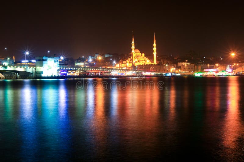 Night view of Istanbul editorial photo. Image of touristic - 40828386