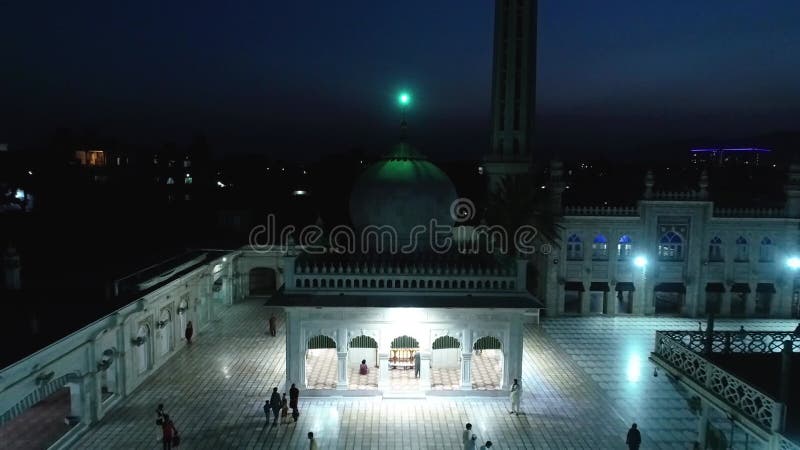 Night View of Jama Masjid Golra Sharif Mosque. Drone View Stock Video ...