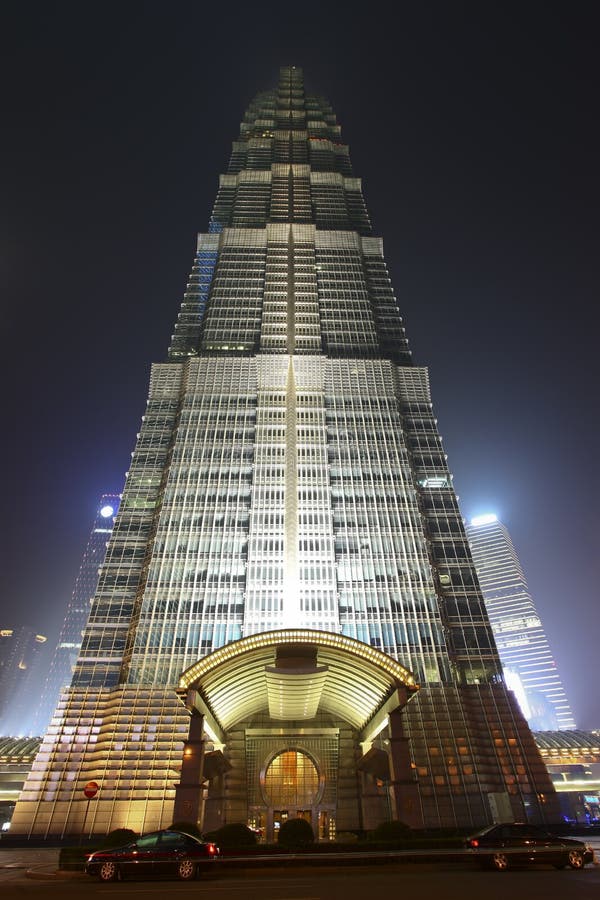 Night View of the Jin Mao Tower Editorial Image - Image of light ...