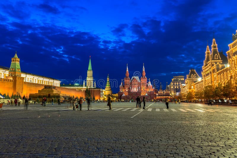 Night View of Kremlin and Red Square in Moscow Stock Photo - Image of ...