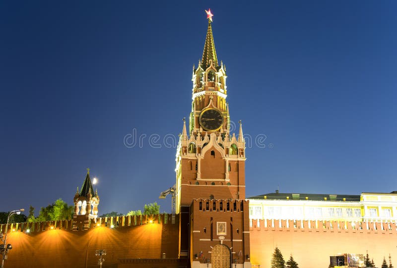 Night View of the Kremlin, Russia, Moscow Stock Image - Image of moscow ...
