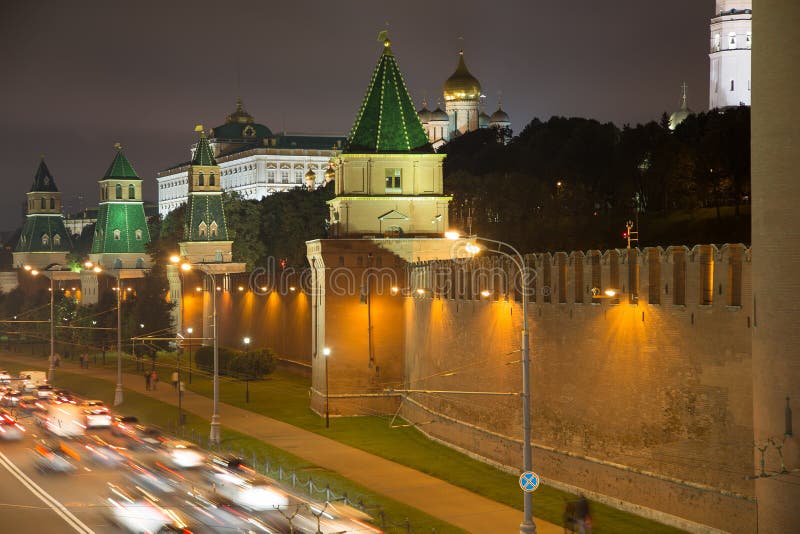 Night View of the Kremlin, Russia, Moscow Stock Photo - Image of ...