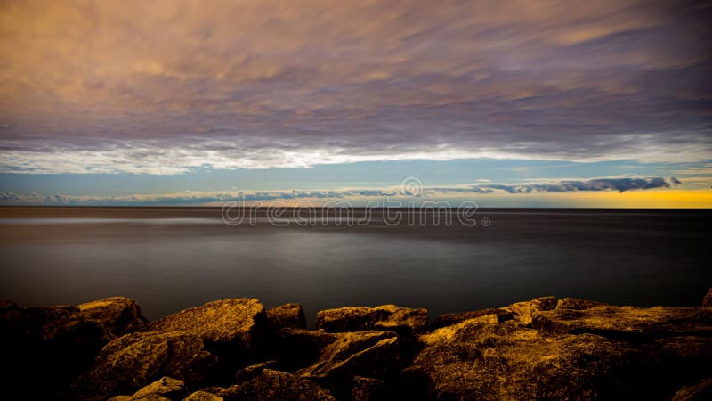 Night view of lake water stock image. Image of night - 177486305