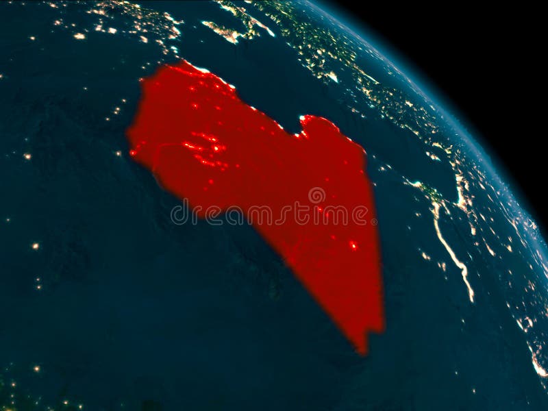 Night View of Libya on Earth Stock Illustration - Illustration of ...