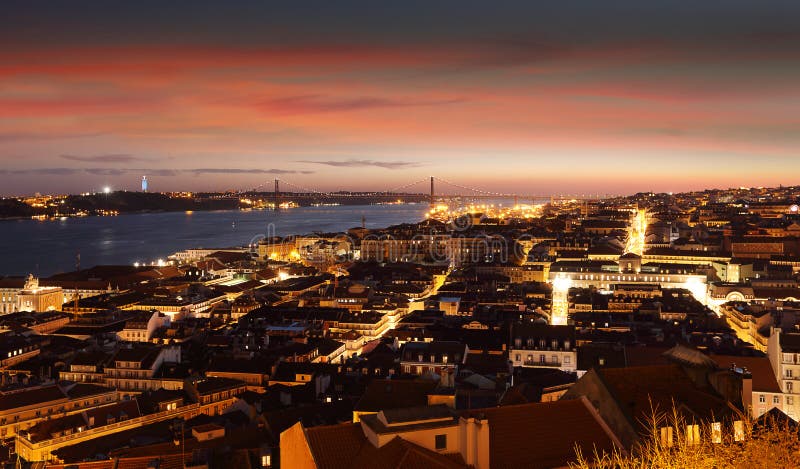 Night View of Lisbon, Portugal Stock Photo - Image of scene, dark: 91208184