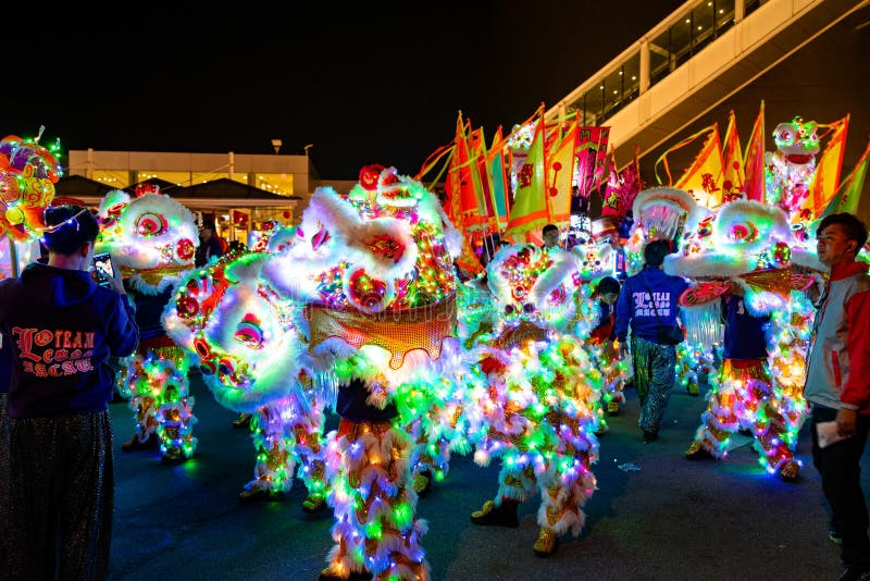 Night View of the Lunar New Year Celebration Parade Editorial Photo ...