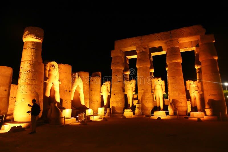Night View from Outside Temple of Luxor - Egypt Editorial Photo - Image ...