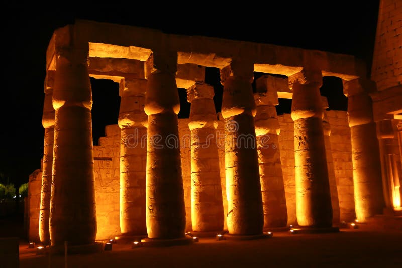 Outside Temple of Luxor at Night - Egypt Stock Image - Image of east ...