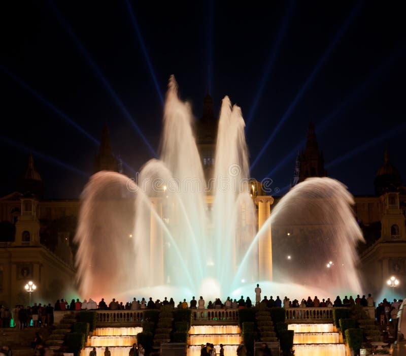 Night View of Magic Fountain Editorial Stock Photo - Image of night ...