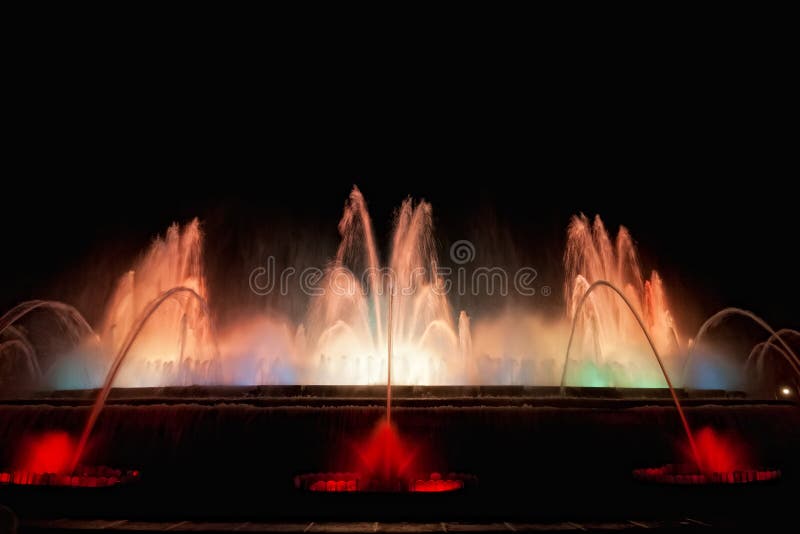 Magic Fountain of Montjuic editorial image. Image of night - 54896305
