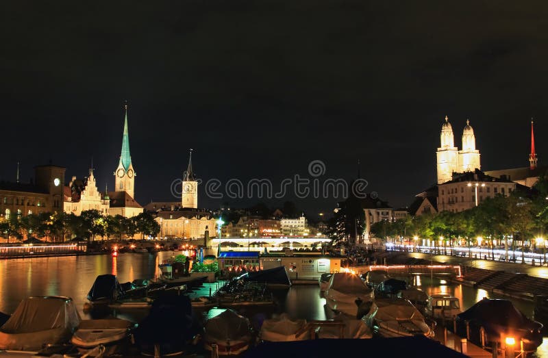 The Night View Of Major Landmarks In Zurich - Free Photo from ...