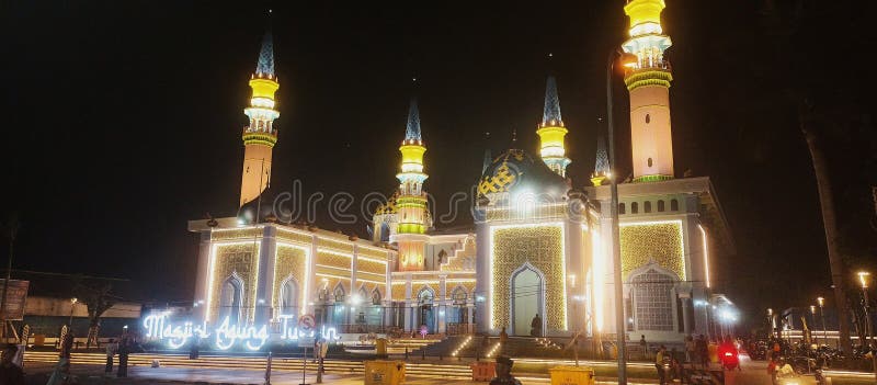Night View of Masjid Agung Tuban, East Java, Indonesia Stock Image ...