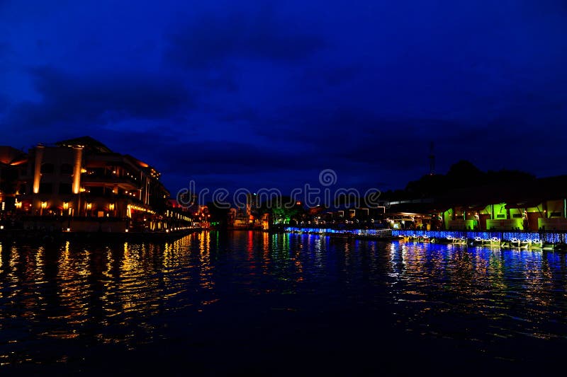 A Night View in Melaka River Stock Photo - Image of local, cameron ...