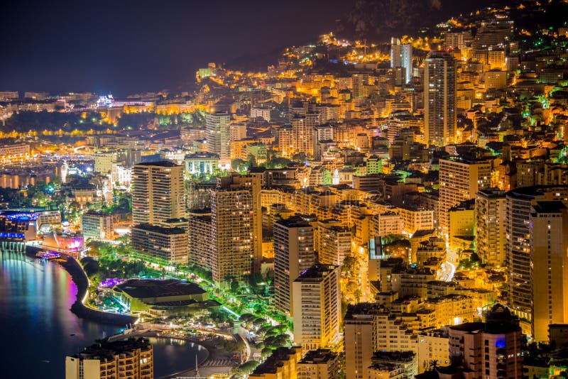 Night view of Monaco stock photo. Image of monaco, coastline - 51094116