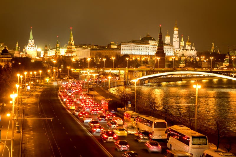 Night View on Moscow Kremlin Stock Image - Image of ...