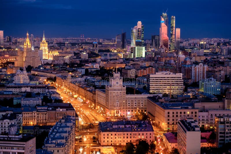 Night View of Moscow stock image. Image of architecture - 85040981