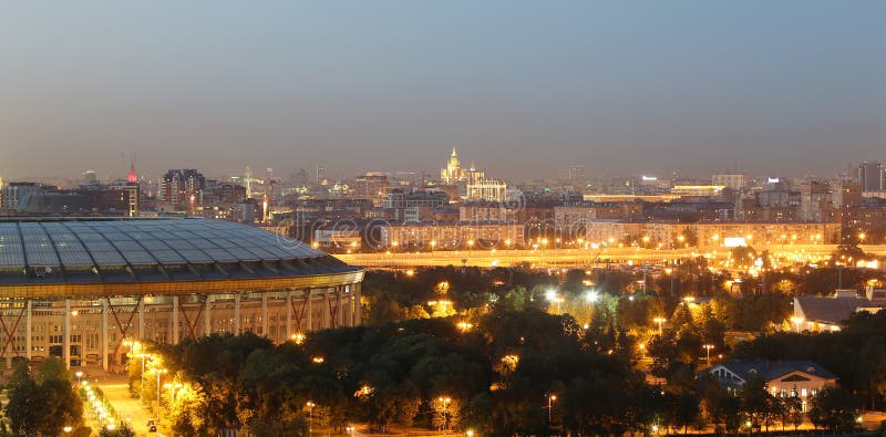 Night View of Moscow from a Viewing Platform, Russia Stock Image ...