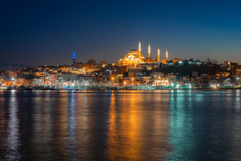 Night View of the Mosque in Istanbul - Turkey Editorial Stock Image ...