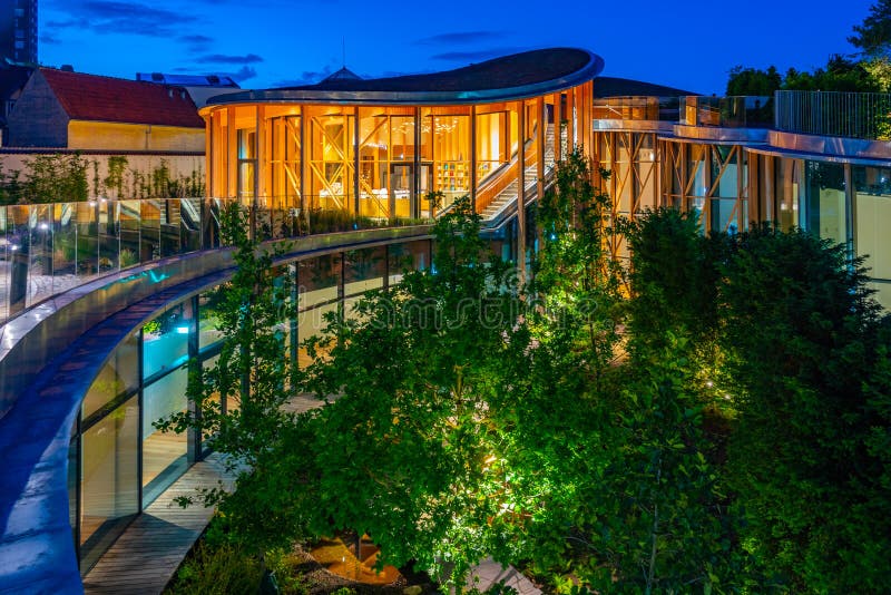 Night View of Museum of Hans Christian Andersen in Odense, Denma ...