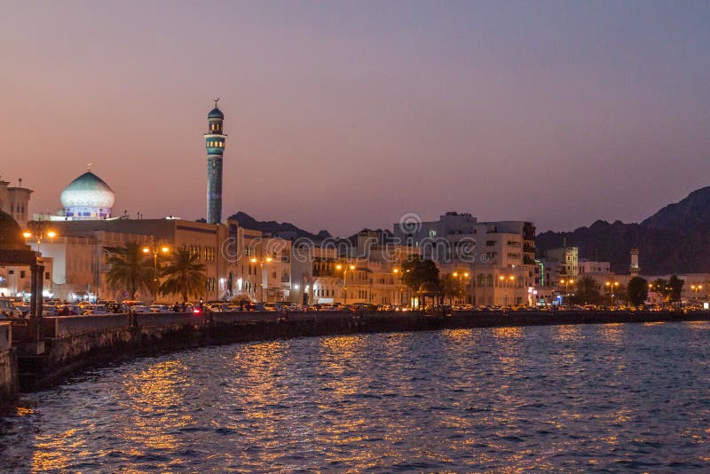 Night View of Mutrah Corniche in Muscat, Om Editorial Photography ...