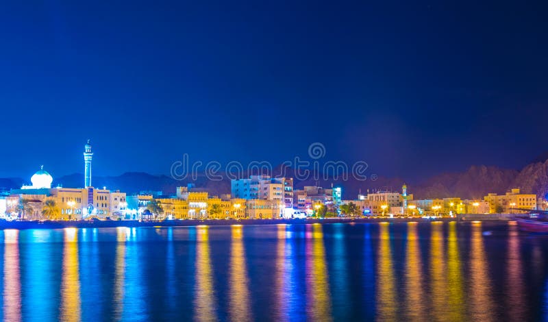 Night View of the Muttrah Port, Muscat, Oman....IMAGE Stock Image ...