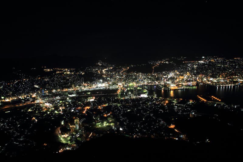 Night View of Nagasaki from Top of Mount Inasa Stock Image - Image of ...