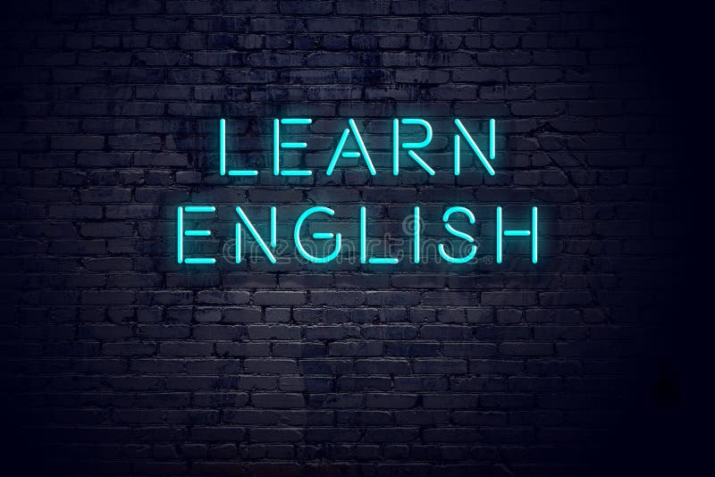 Learn English Neon Sign Brick Wall Stock Illustrations – 10 Learn ...