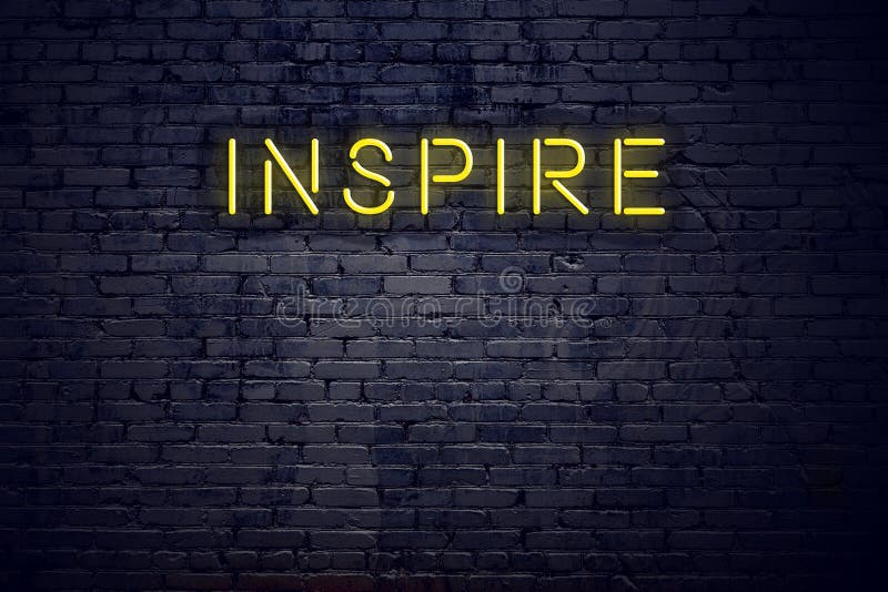 Night View of Neon Sign with Text Inspire Stock Illustration ...