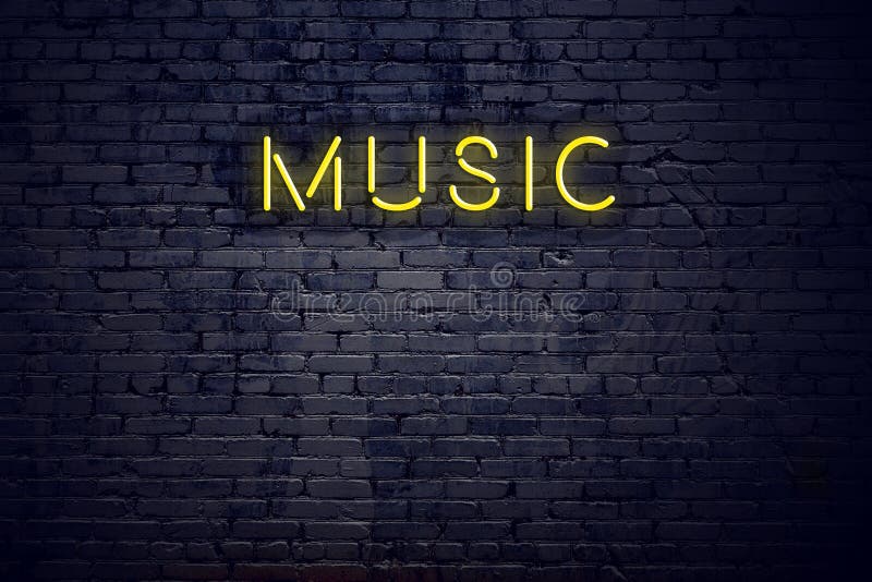 Night View of Neon Sign with Text Music Stock Illustration ...