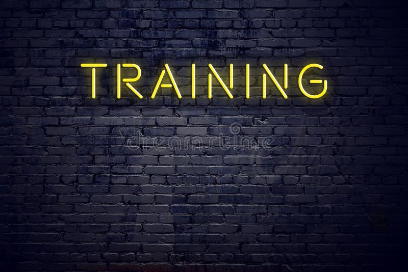 Night View of Neon Sign with Text Training Stock Illustration ...