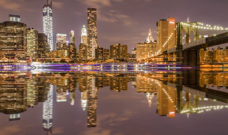 Night View of New York City Editorial Stock Image - Image of bronx ...