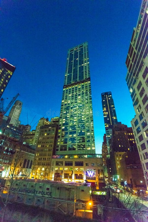 Night view of New York editorial photography. Image of construct ...