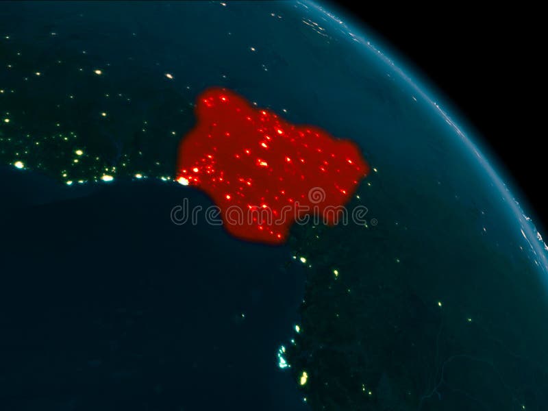 Night View of Nigeria on Earth Stock Image - Image of world ...