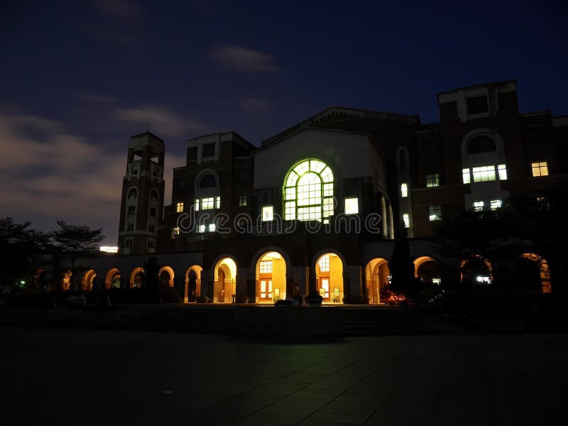 Night View of the NTU Main Library Stock Photo - Image of asia, dark ...