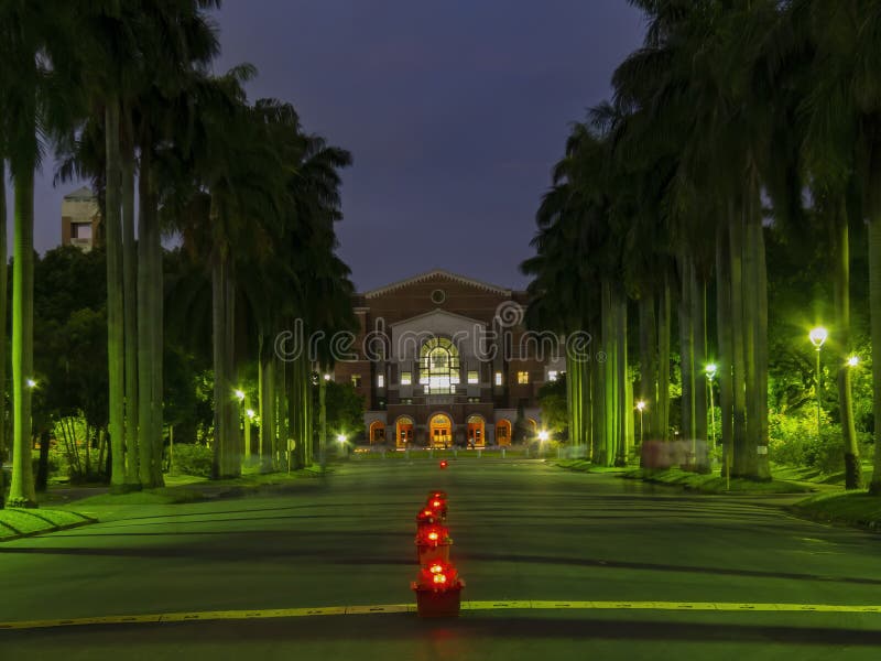 Night View of the NTU Main Library Stock Photo - Image of downtown ...