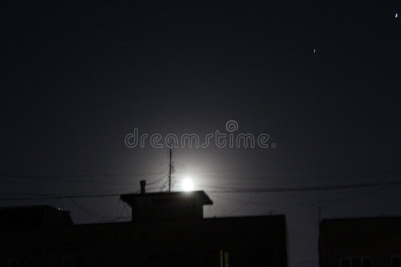 Old bulding with big moon stock photo. Image of dubai - 1462064