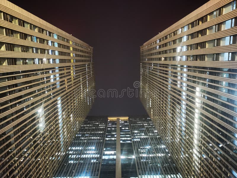 Night View of Office Building Stock Image - Image of design, skyscraper ...