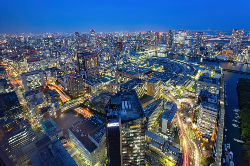 Night View of the Office Tower at Shiodome Editorial Photo - Image of ...