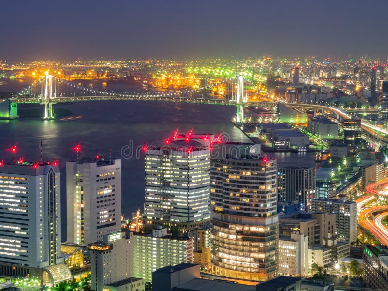 Night View of the Office Tower at Shiodome Editorial Photography ...