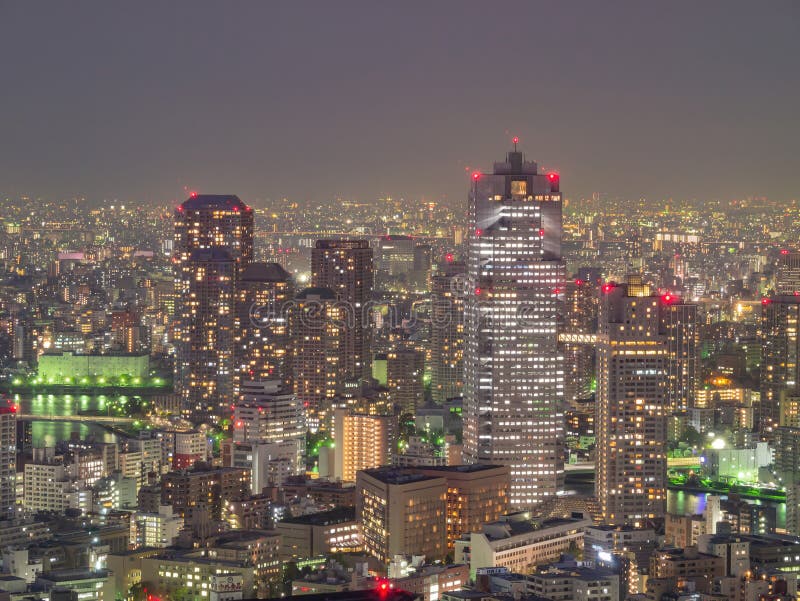 Night View of the Office Tower at Shiodome Editorial Image - Image of ...