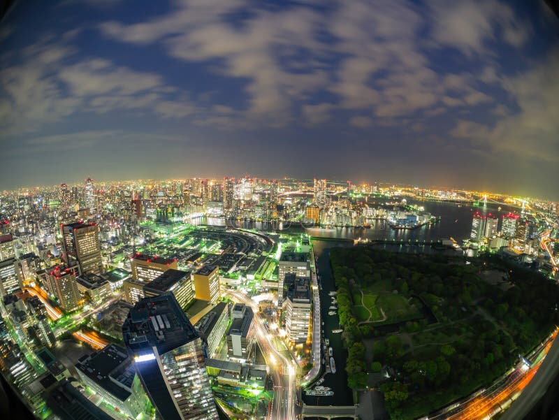 Night View of the Office Tower at Shiodome Stock Image - Image of light ...