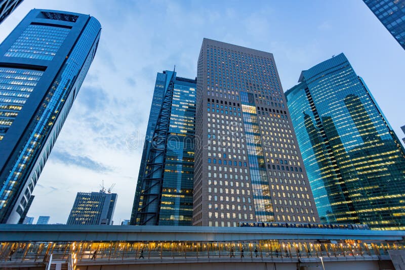 Night View of the Office Tower at Shiodome Editorial Stock Image ...