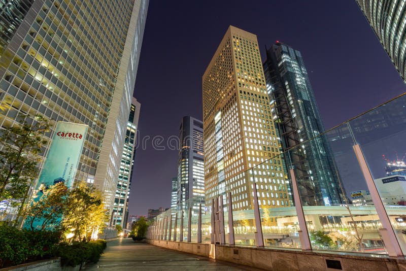 Night View of the Office Tower at Shiodome Editorial Stock Photo ...