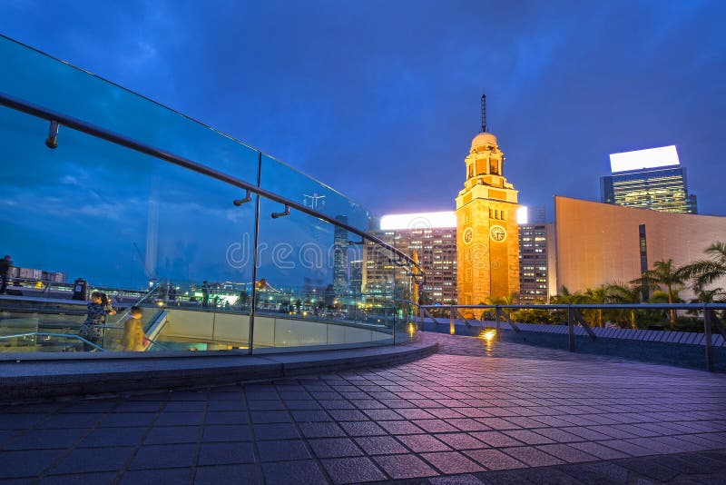 Night View Old Clock Tower in Hong Kong Editorial Stock Photo - Image ...