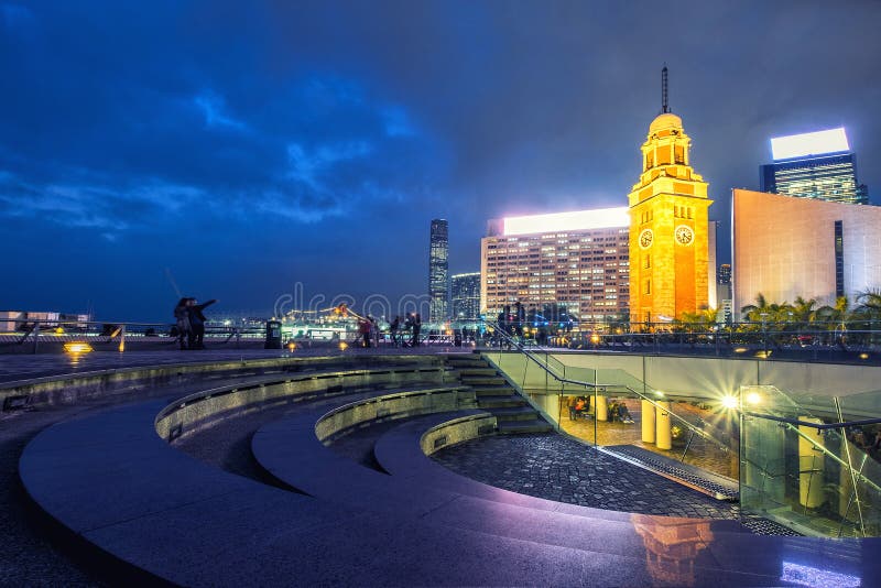 Night View Old Clock Tower in Hong Kong Editorial Photo - Image of ...